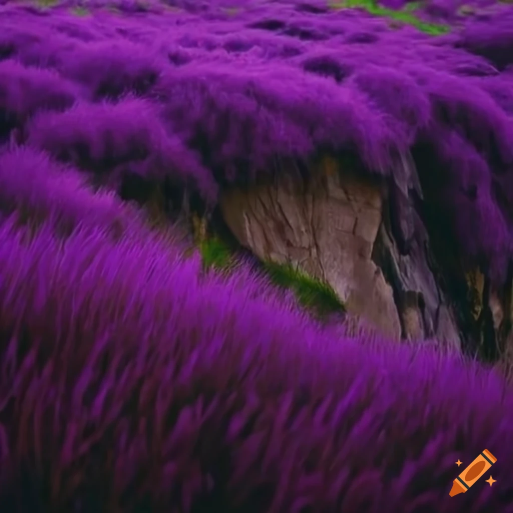 Purple grass on a cliff on Craiyon