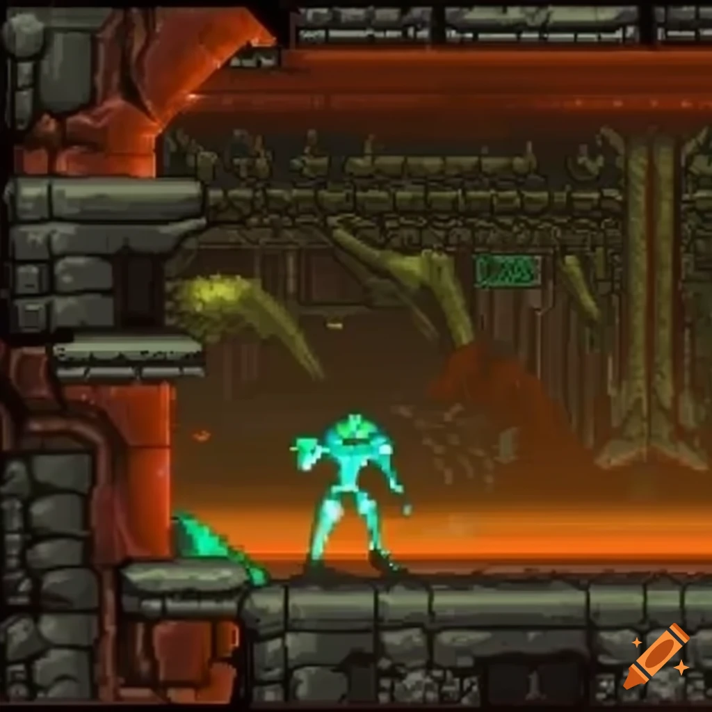 Screenshot of a 2d metroid sidescroller game on Craiyon