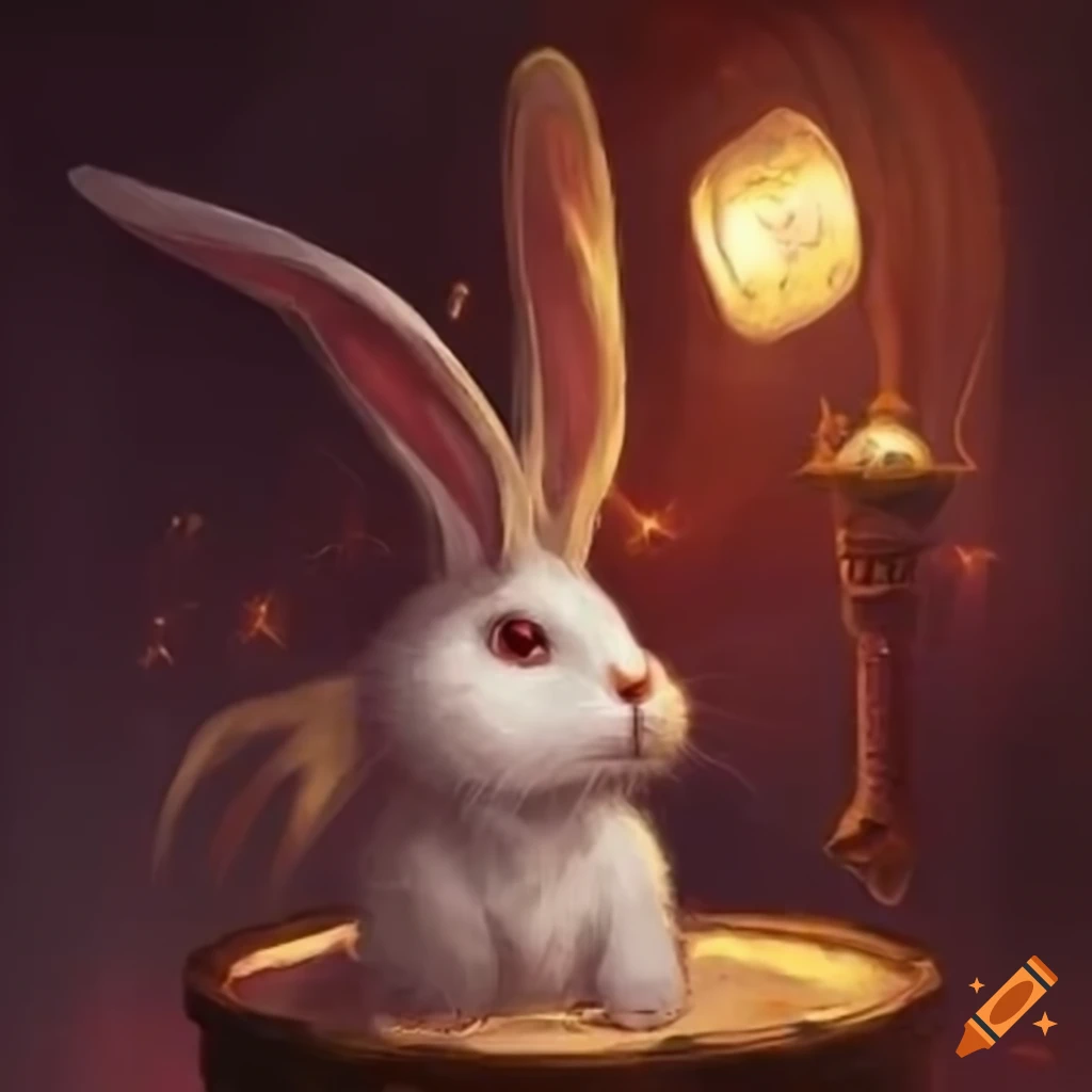 Concept art of a magician's hat with a white rabbit