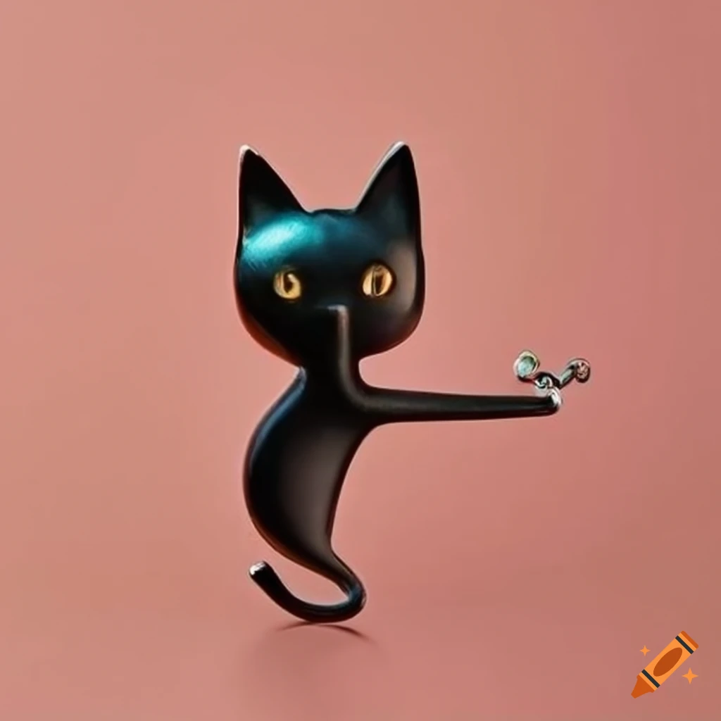 Minimalist pendant with a cat dancer holding a pearl on Craiyon