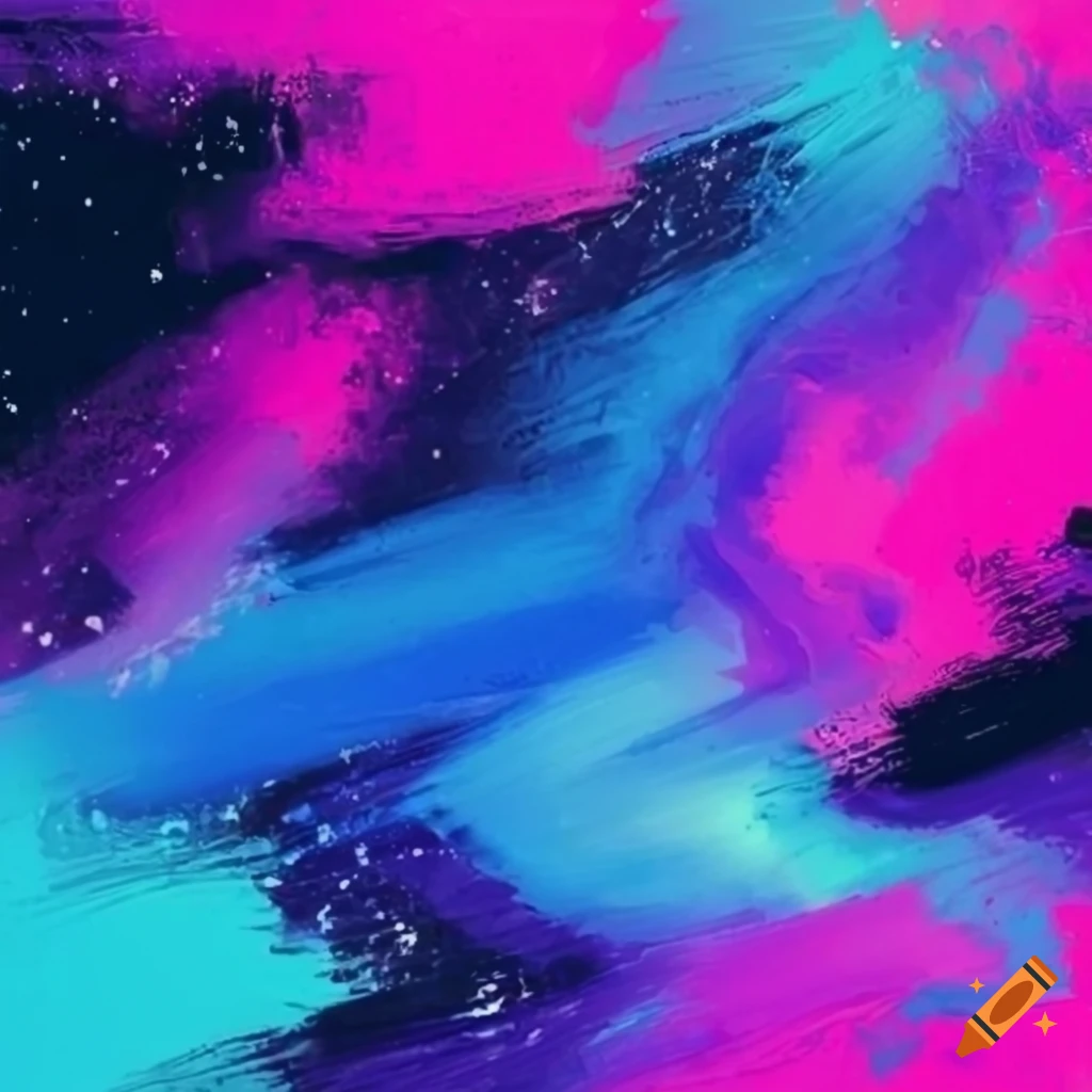 Vibrant neon colors depict a starry sky on Craiyon