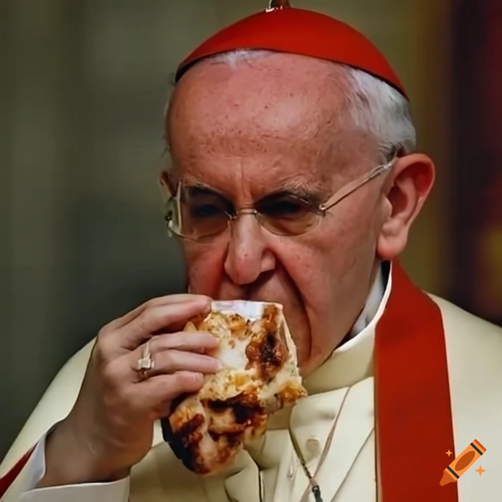Pope benedict eating kebab on Craiyon