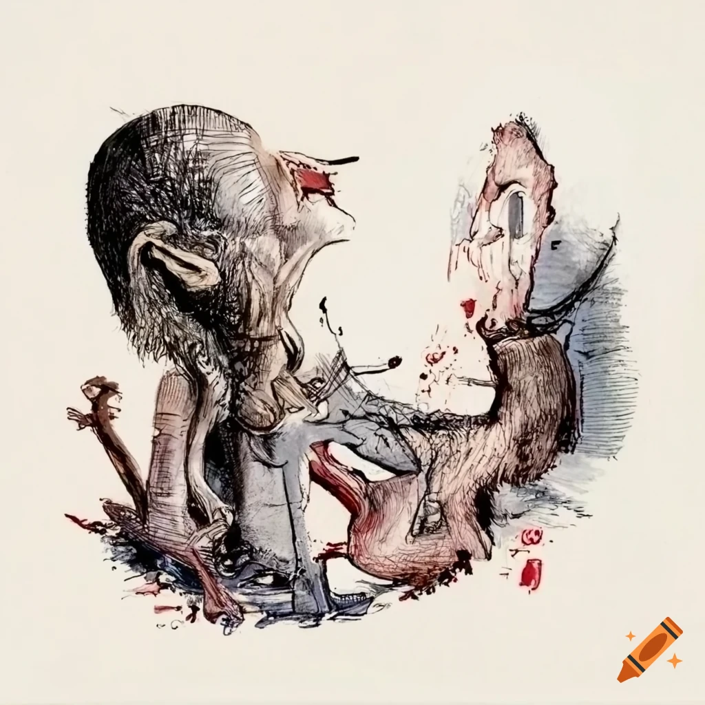 Illustration of the word Phantomes by Ralph Steadman on Craiyon