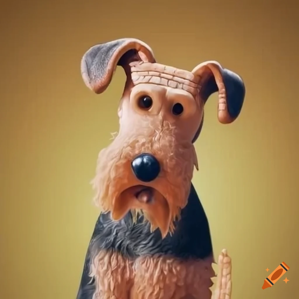Airedale dog in wallace and gromit style on Craiyon
