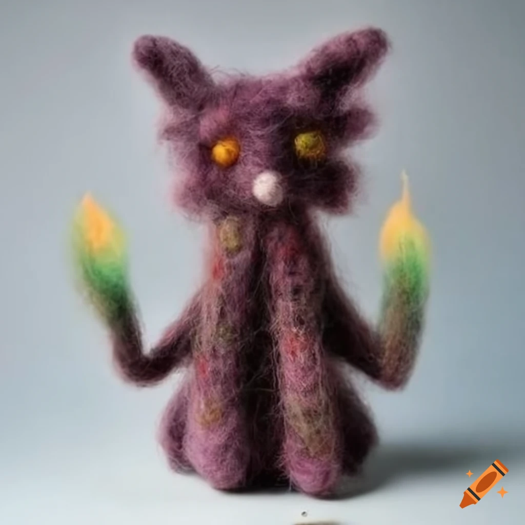 Fantasy felted wool creatures in special clothing on Craiyon