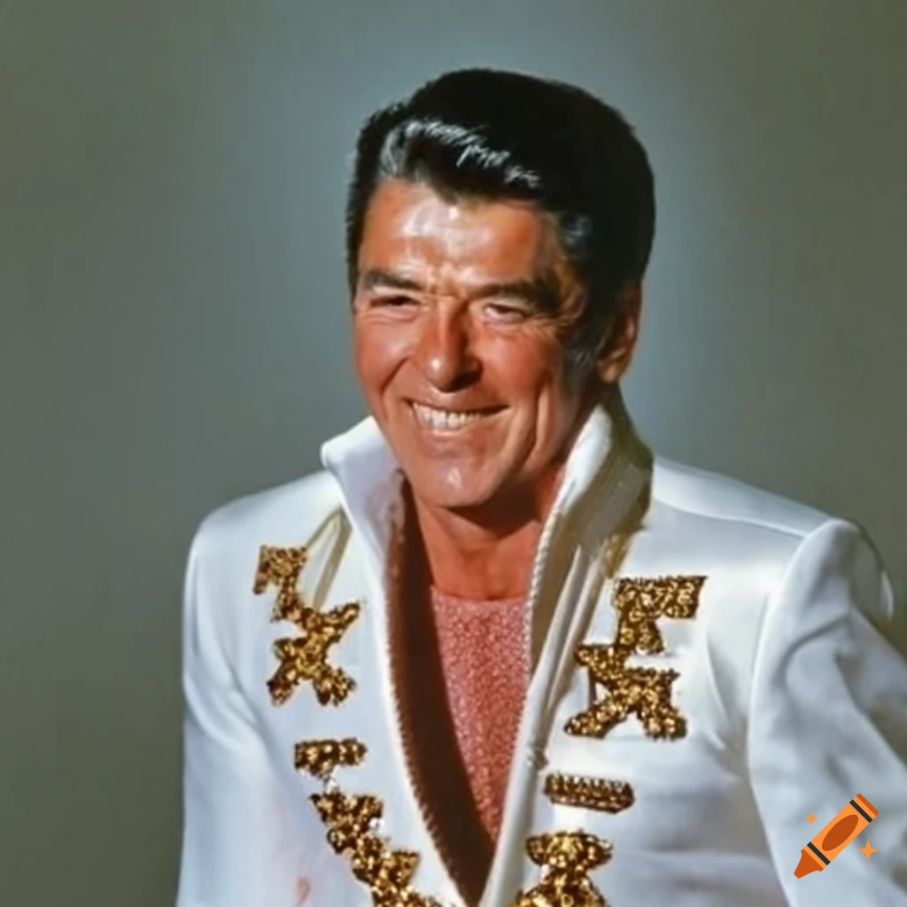 Ronald reagan dressed as elvis presley on Craiyon