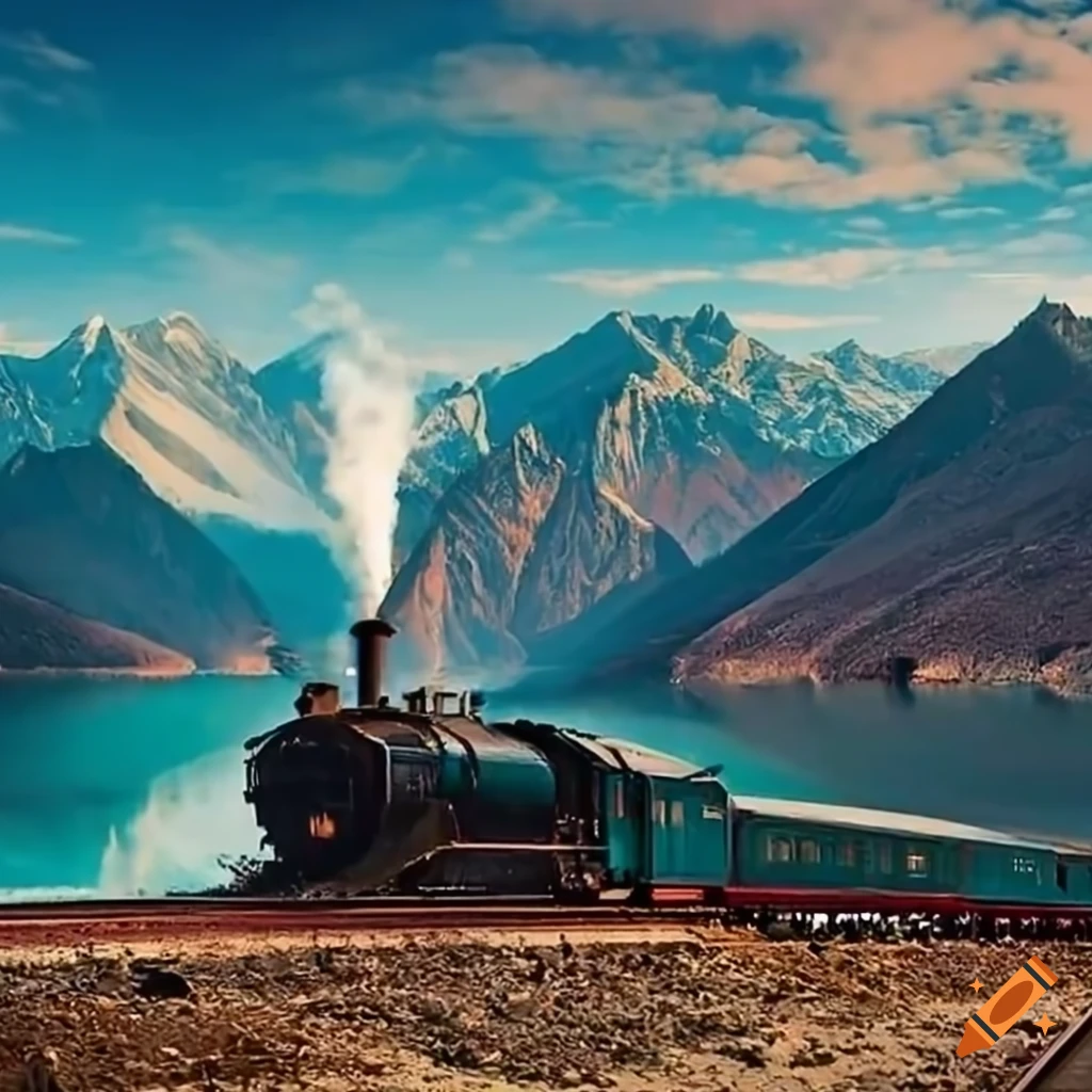 Photo of a steam train in the mountains on Craiyon