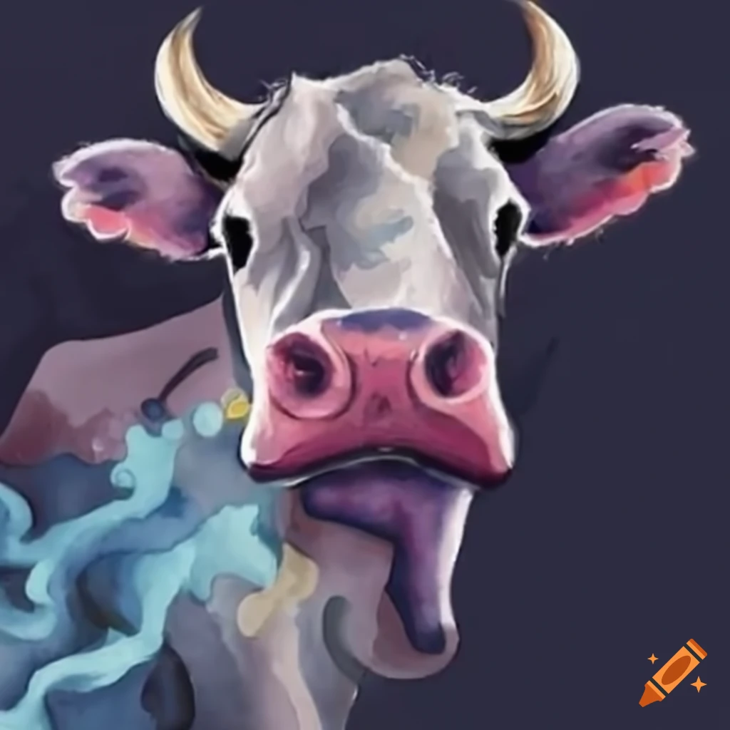 Humorous image of a cow smoking on Craiyon