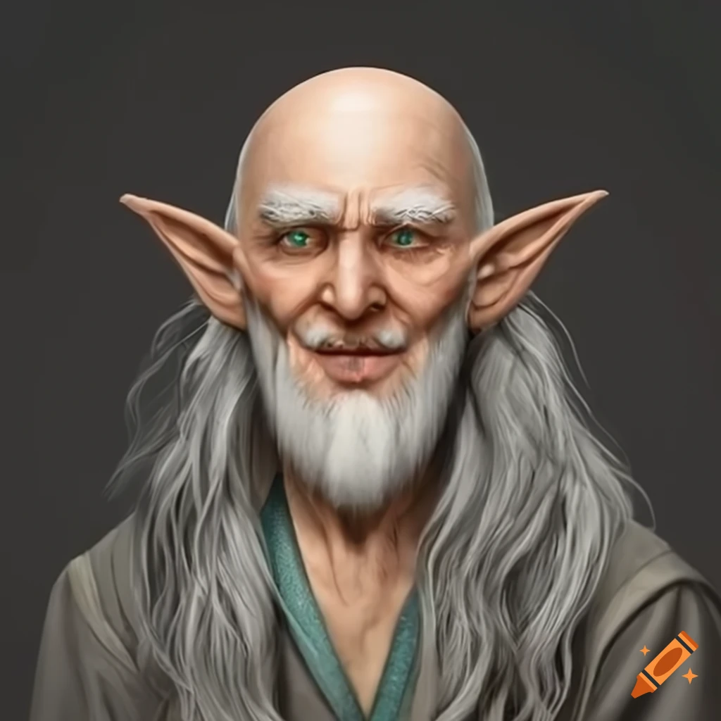 Portrait of a wise old elf professor on Craiyon