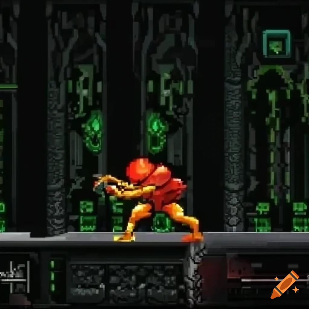 Screenshot of a 2d metroid sidescroller game on Craiyon