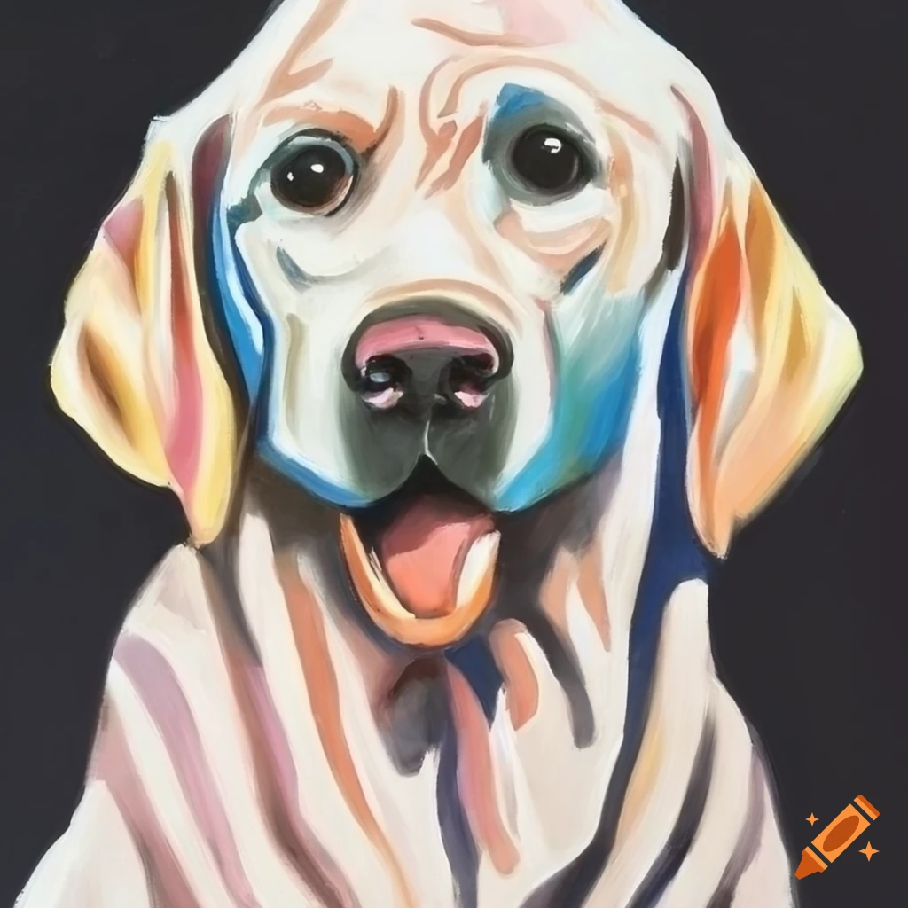 Oil pastel drawing of a white Labrador on Craiyon