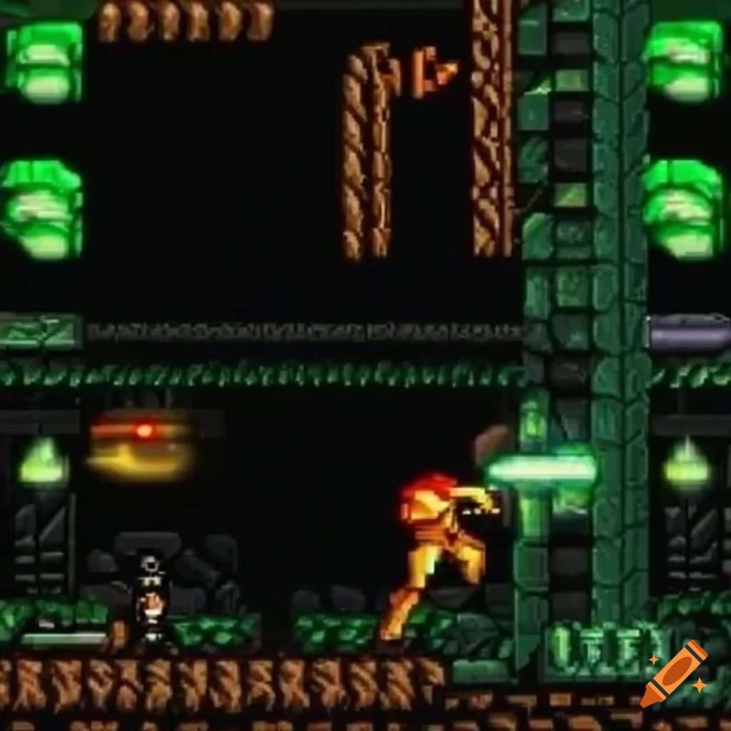 Screenshot from a 2d metroid sidescroller game on Craiyon