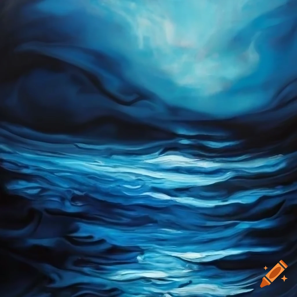 Acrylic painting of a misty underwater ocean scene on Craiyon