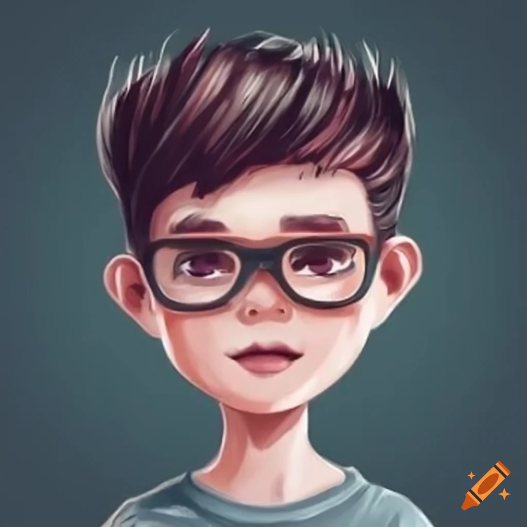 Cartoon illustration of a boy with glasses