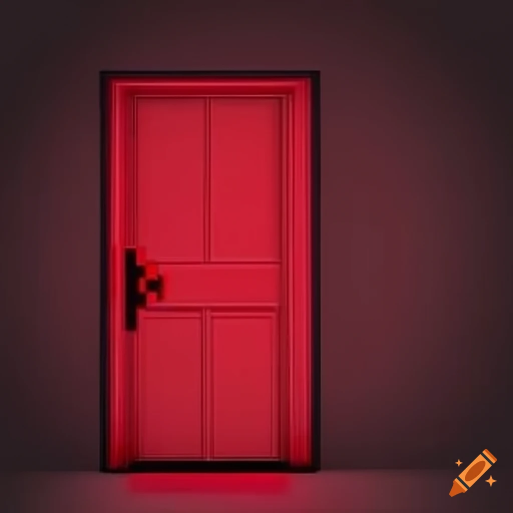 8-bit red door on white background on Craiyon