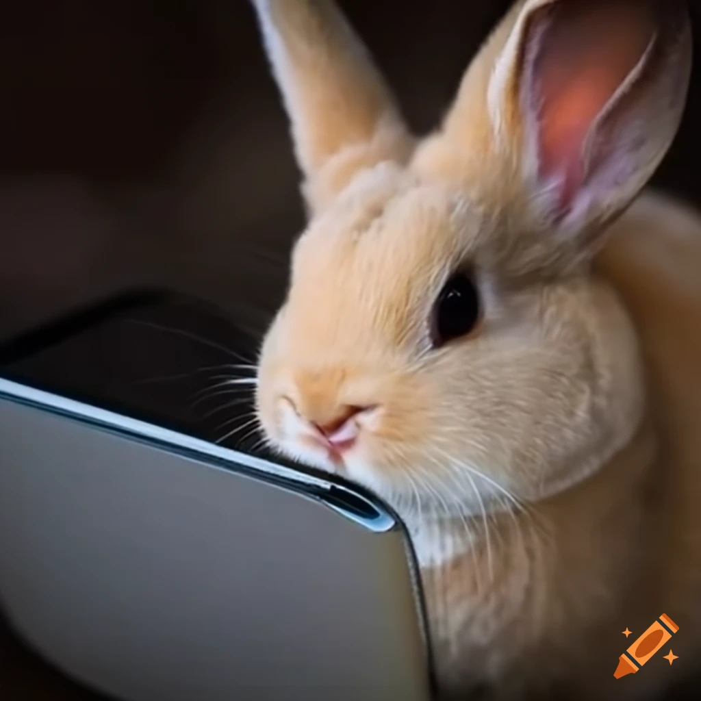 Bunny using a smartphone