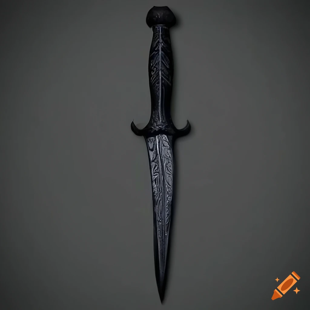 Black dagger with intricate carvings