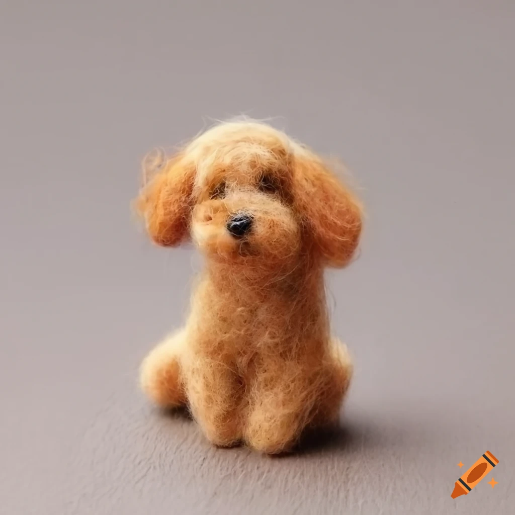 Adorable mini felted golden doodle dog