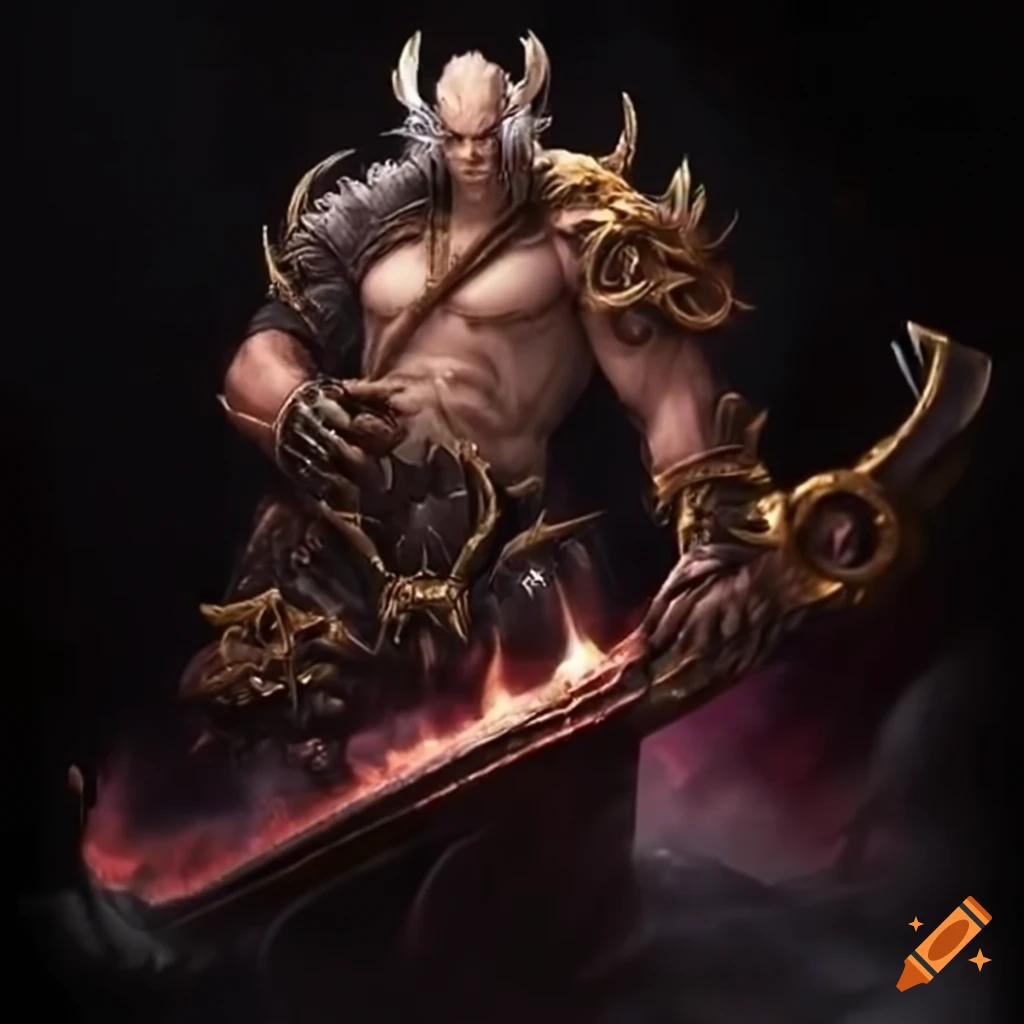 Digital art of a powerful and menacing character on Craiyon