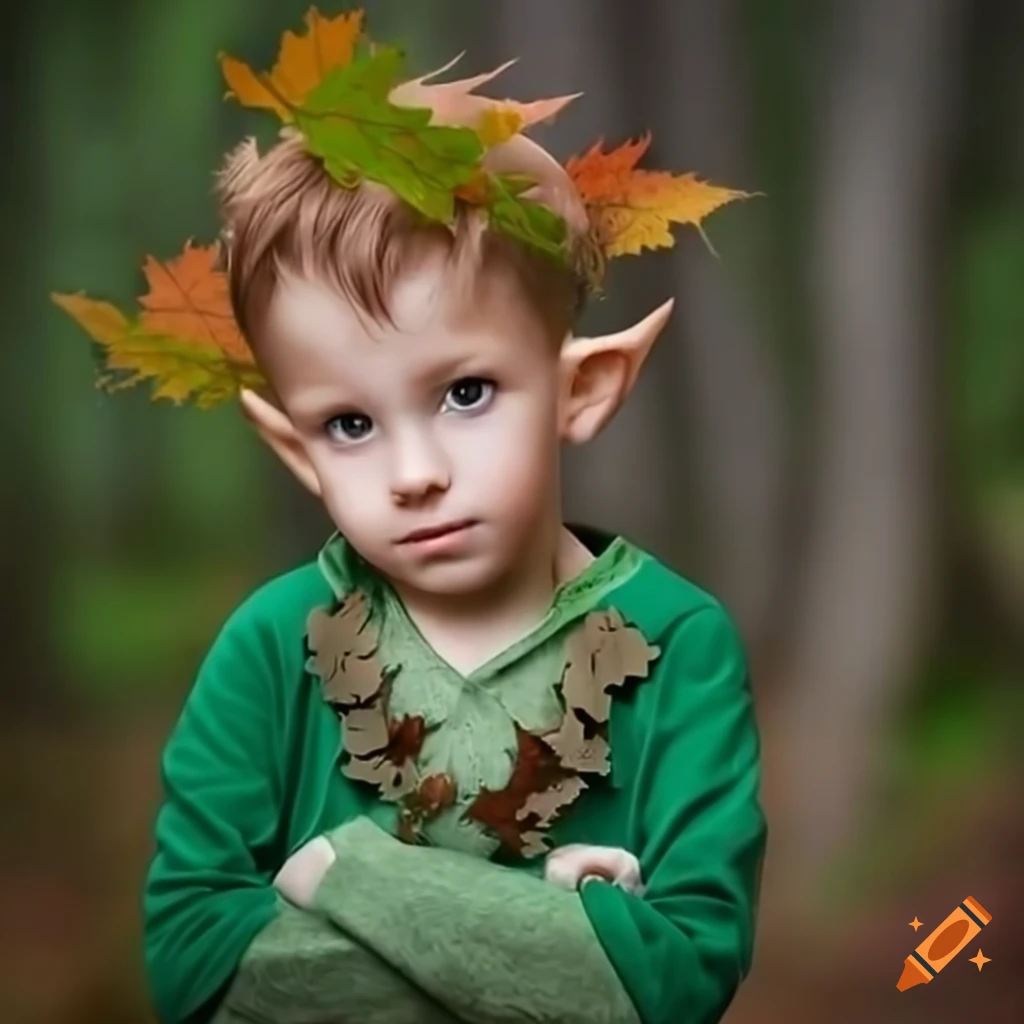 Young boy dressed as a forest elf