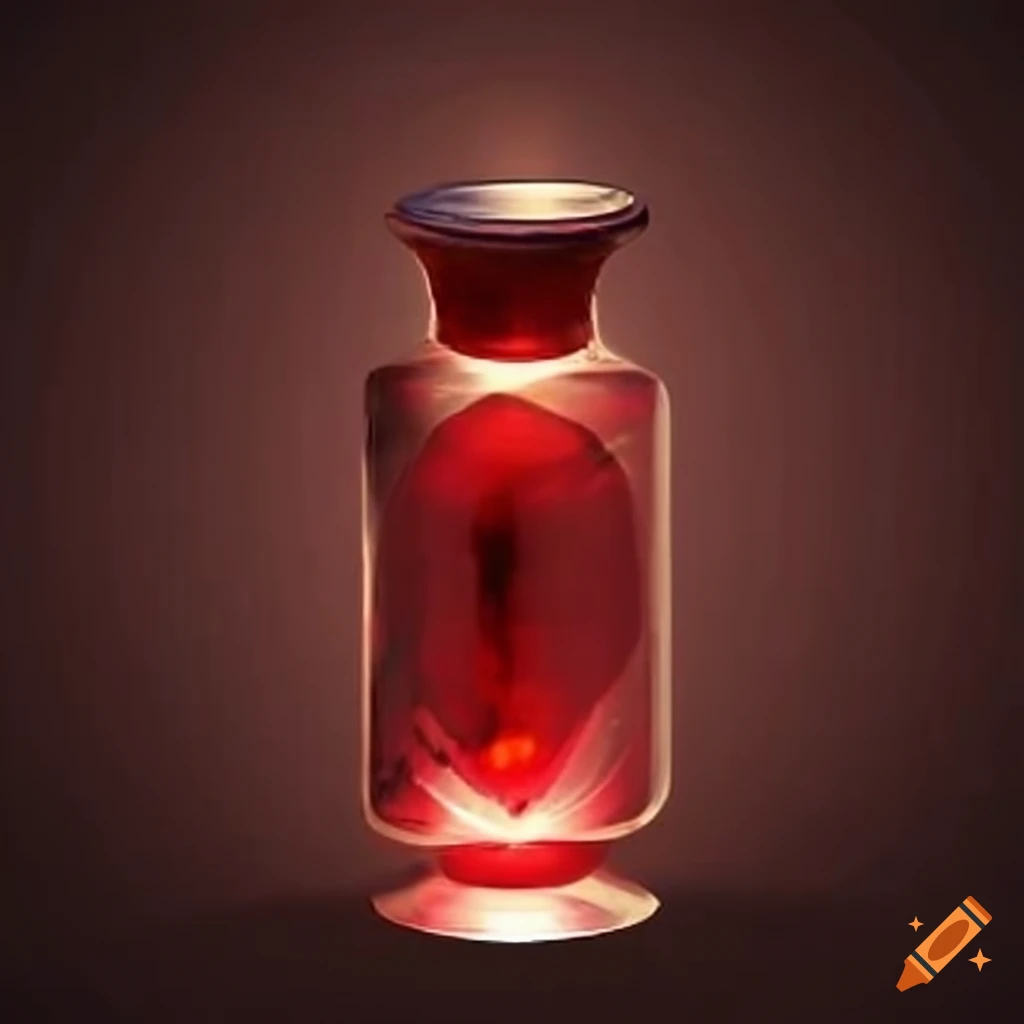 Geometric vial containing a mysterious red potion