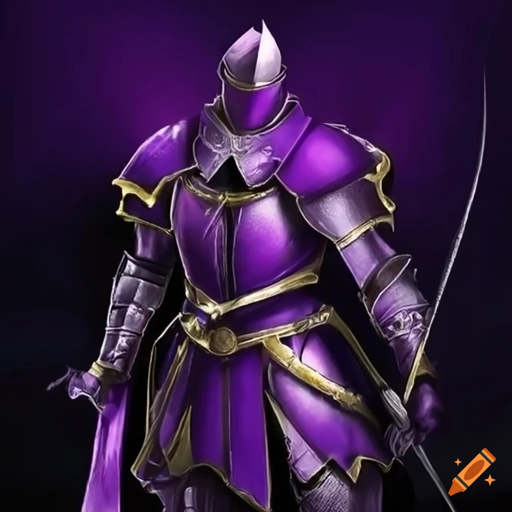 Digital art of a purple knight on Craiyon