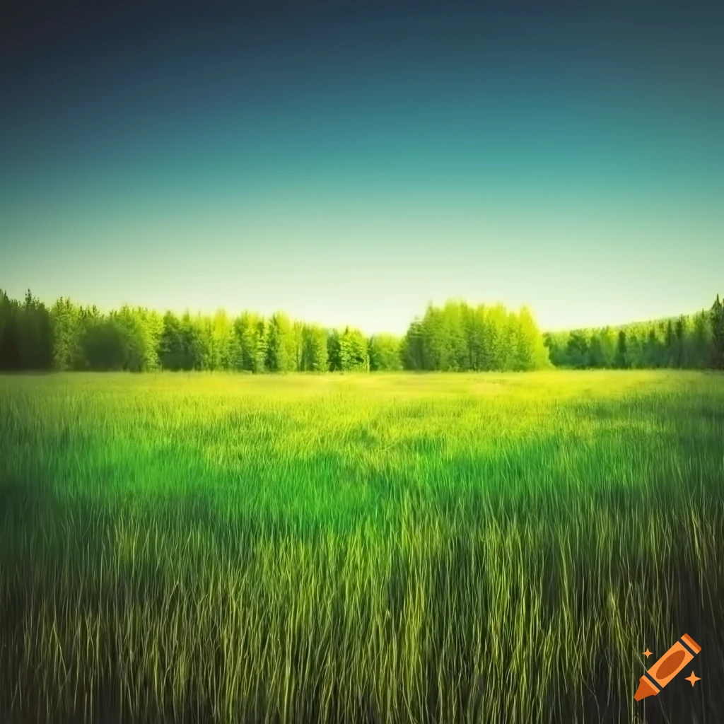 Field of wild grass and trees in the distance on Craiyon
