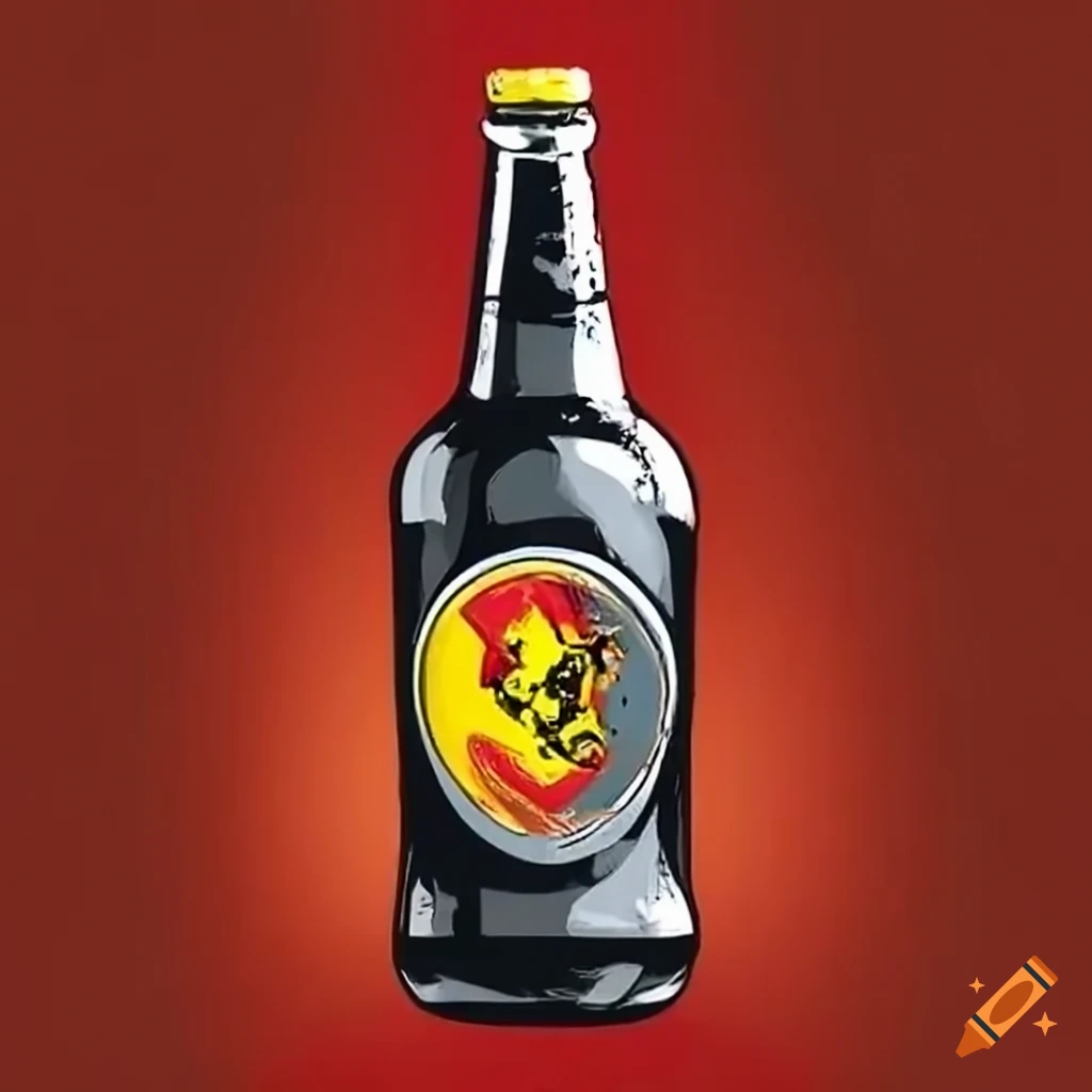 Illustration of beer bottle with ferrari logo horse style on Craiyon