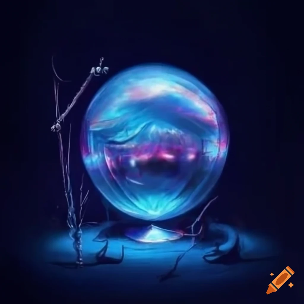 Artistic portrayal of a crystal ball in circus theme