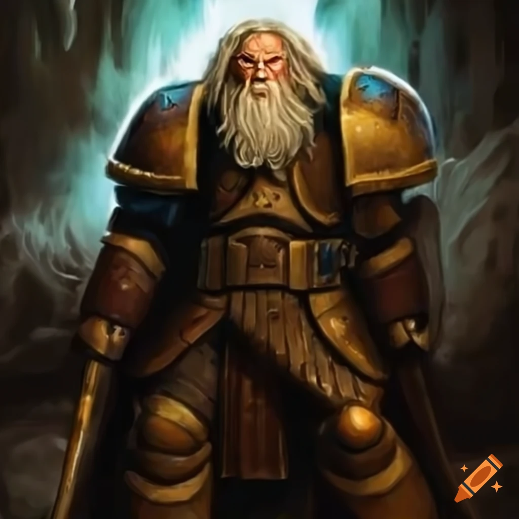 Artwork of gandalf the wizard as a space marine on Craiyon