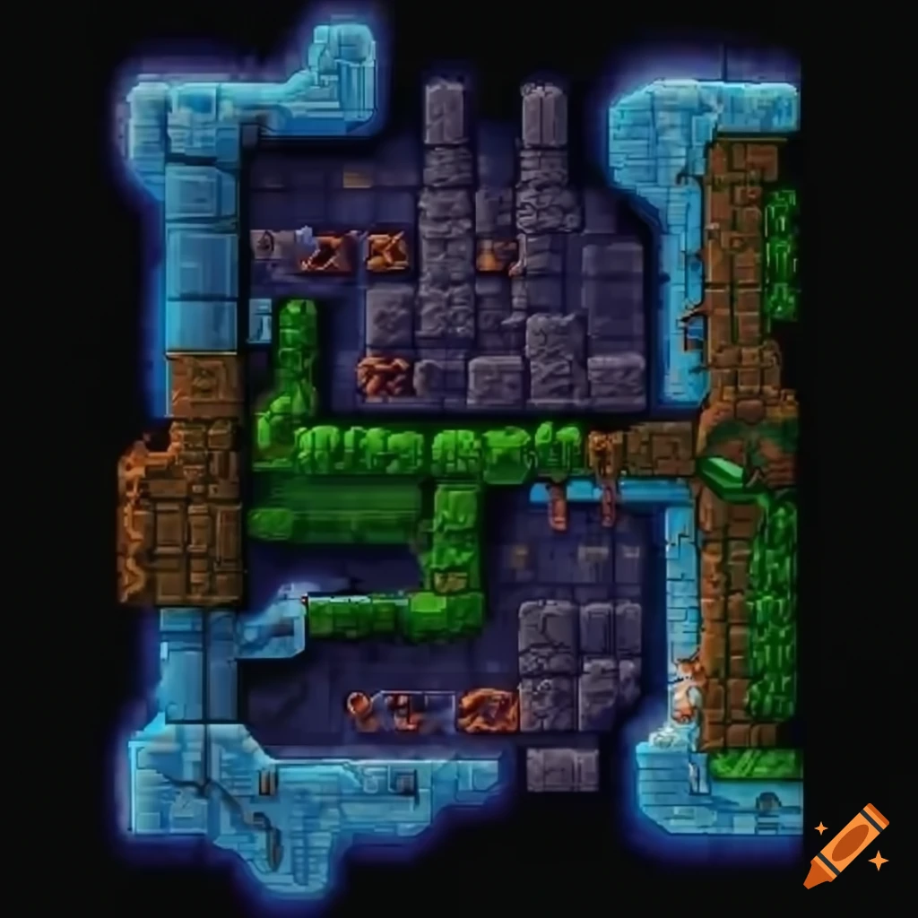 2d game layout map tiles for a platform game on Craiyon