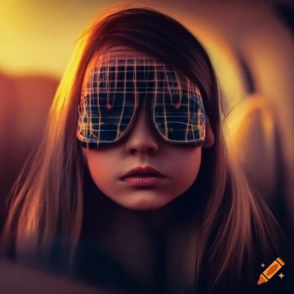 Girl shielding her eyes in a car