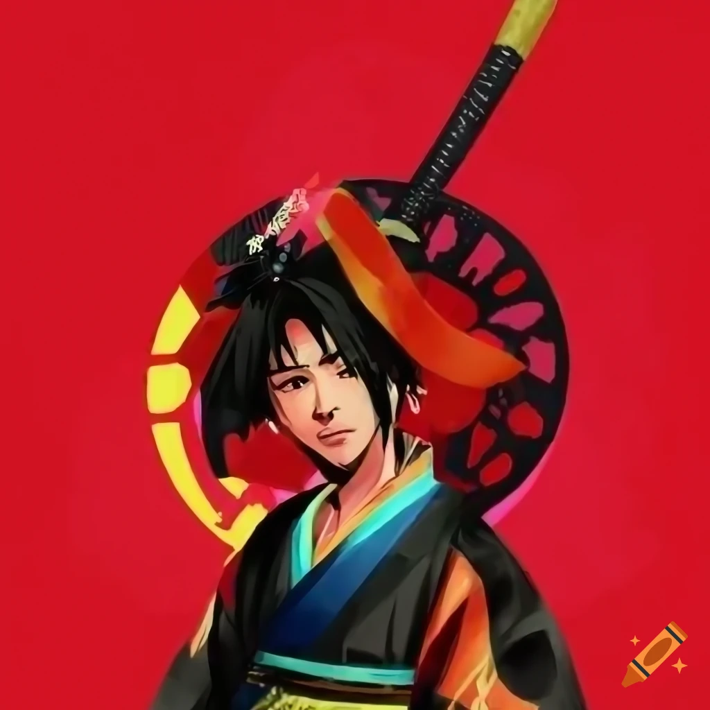 Illustration of an anime samurai warrior on Craiyon