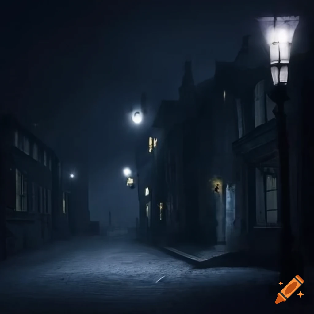 Image of a spooky dark town at night