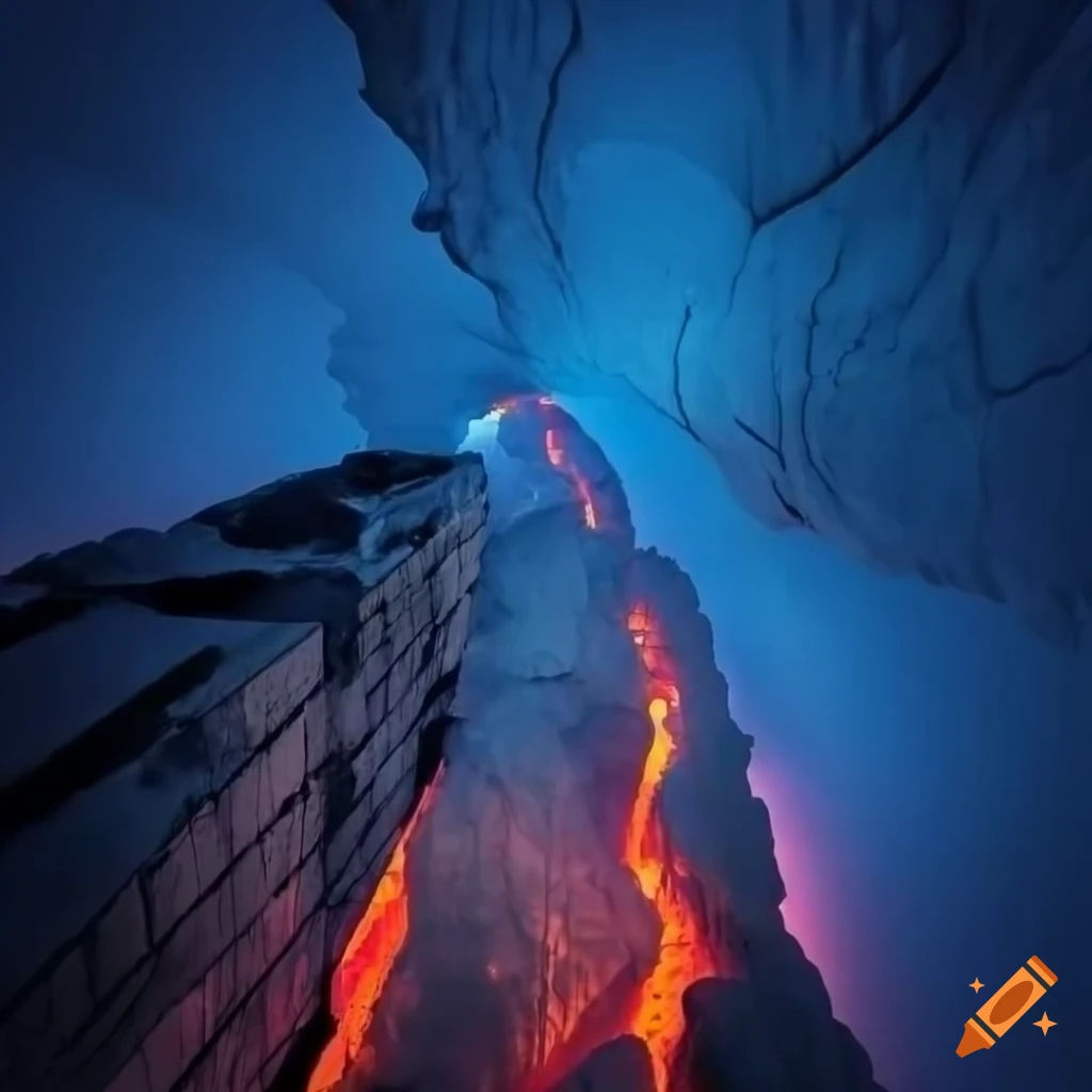 Night view of a city skyline with an ice ceiling on Craiyon