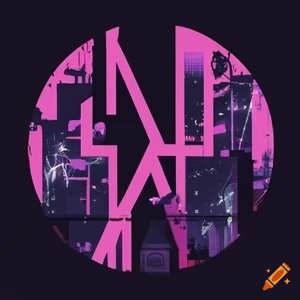 Crystal castles inspired album cover with lo fi font on Craiyon