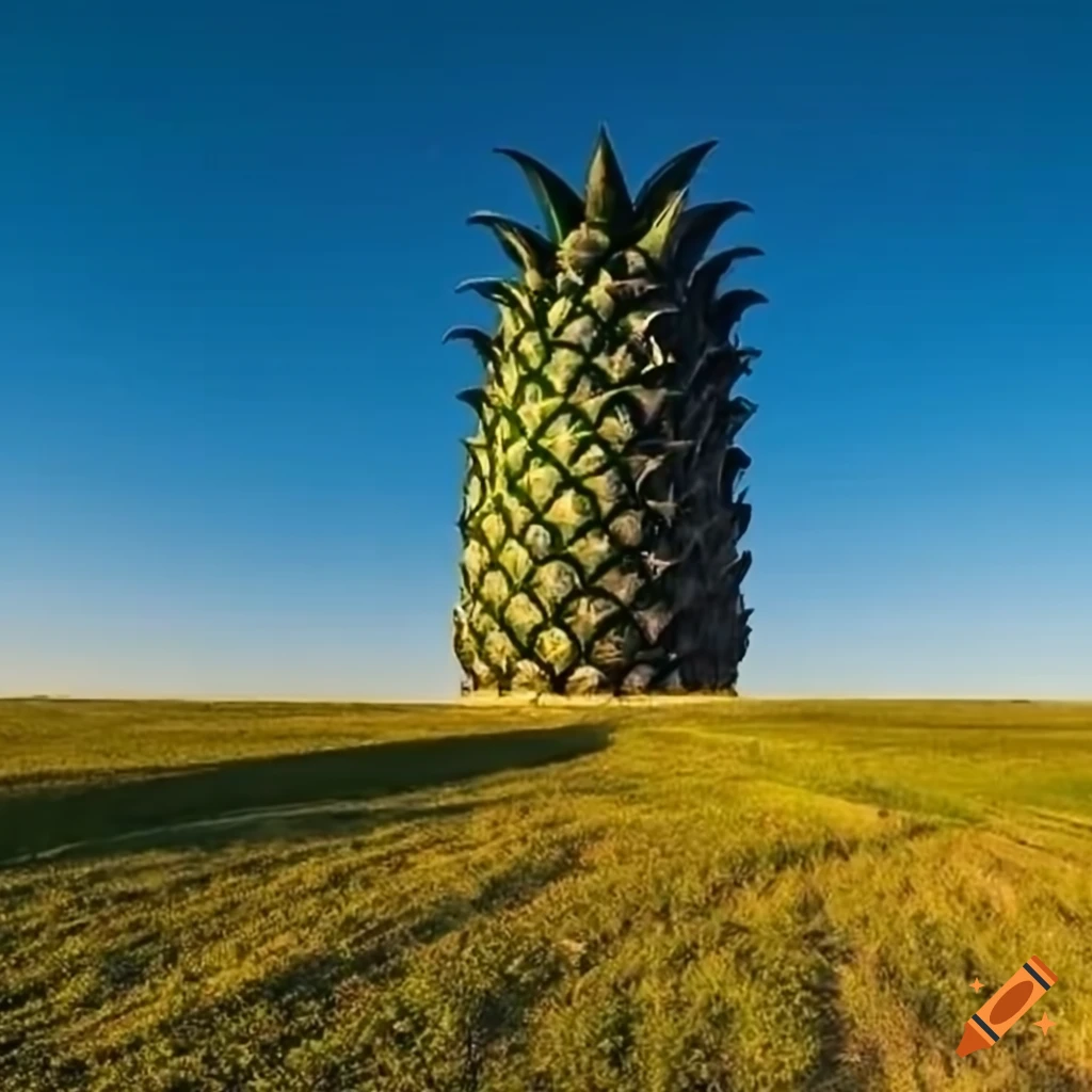 Giant pineapple sculpture in a balcony on Craiyon