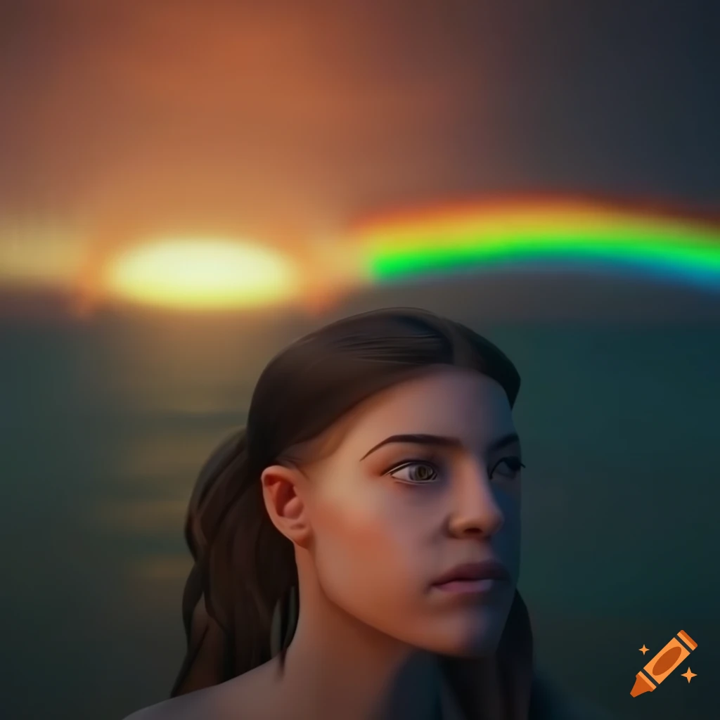 Vivid photorealistic sunset with a fire rainbow and green flash on Craiyon