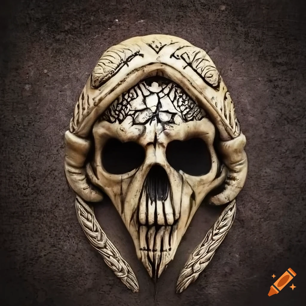 Biomechanical raven skull death mask art on Craiyon