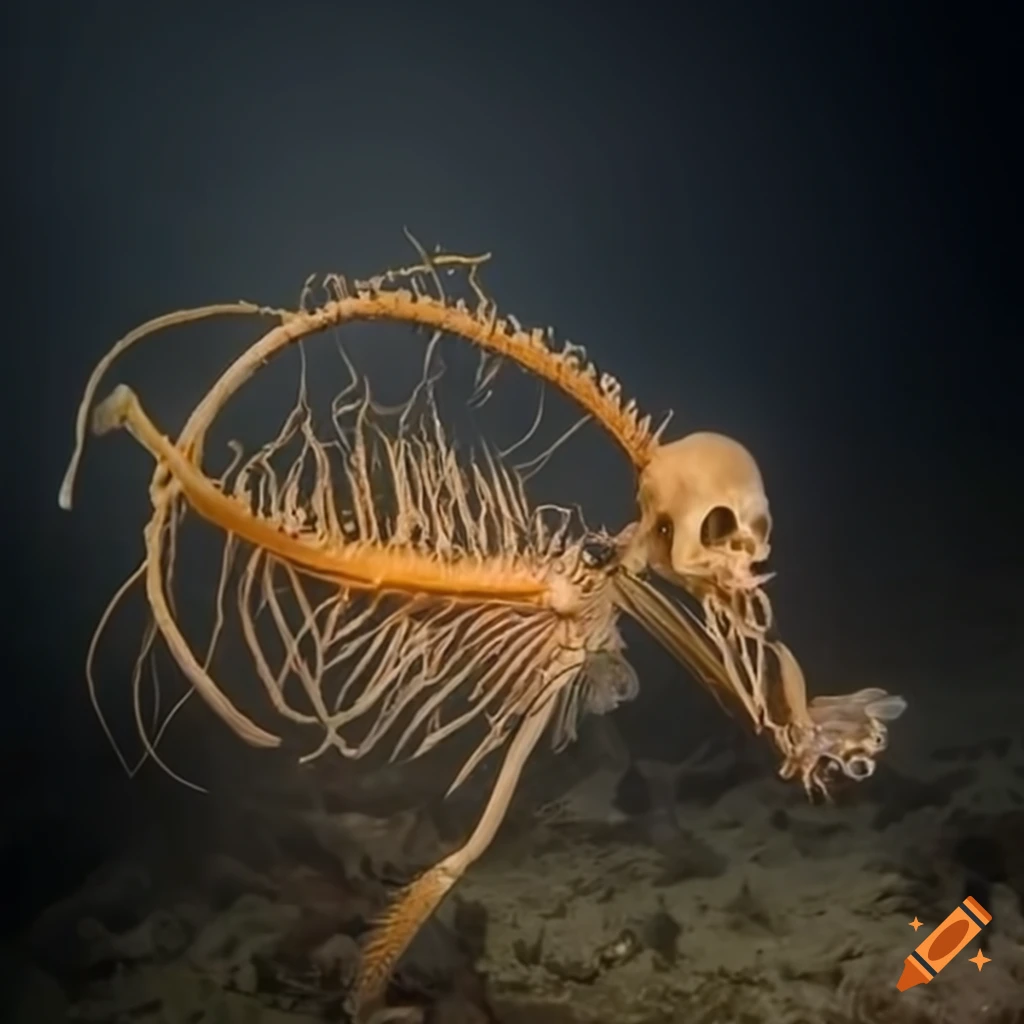 Underwater artwork of a skeleton on Craiyon