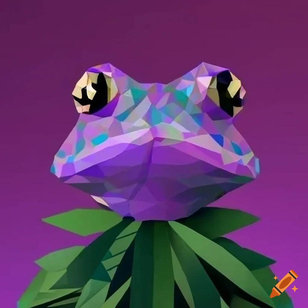 Purple low poly frog