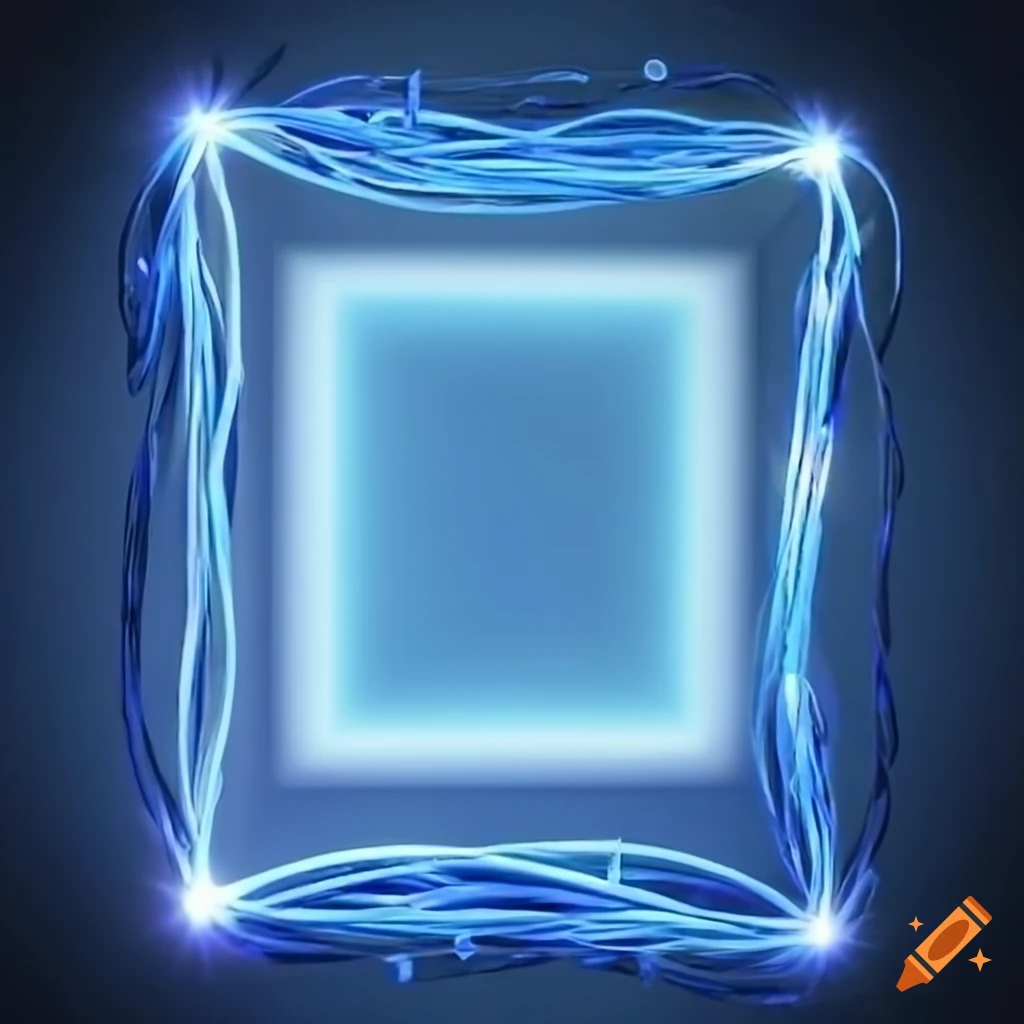Blue fiber optic square picture frame with lights