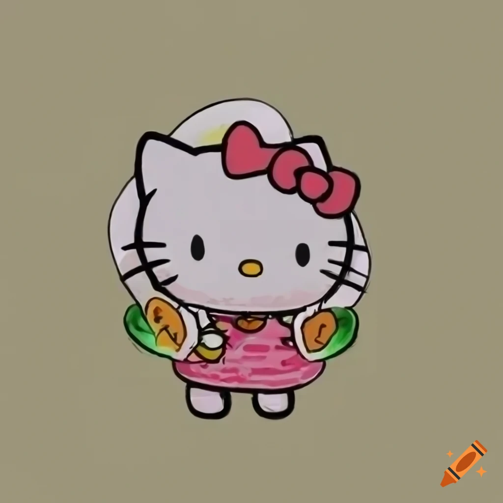 Hello kitty eating tacos with sombrero