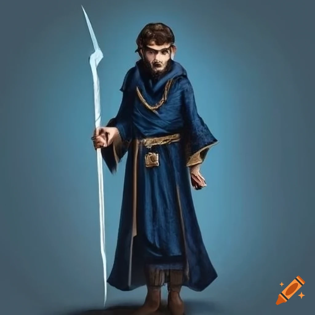 Image of a young wizard with sword and staff