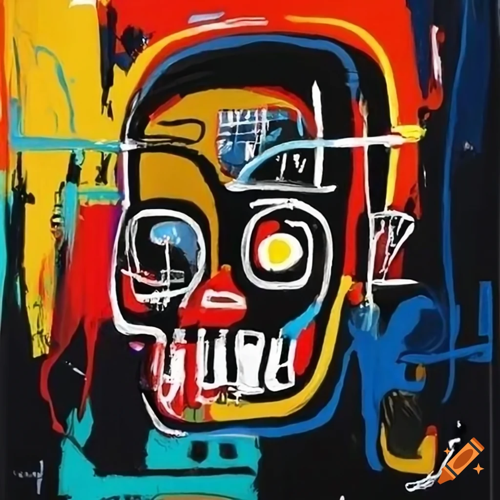 Basquiat-inspired street art painting on Craiyon