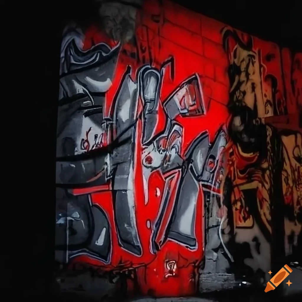 Graffiti art with adub and a cityscape background