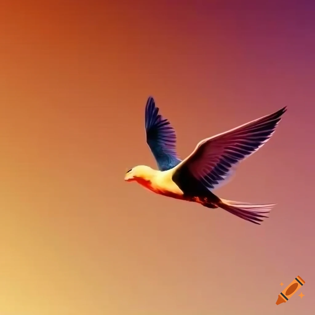 Abstract art of a bird flying in warm colors