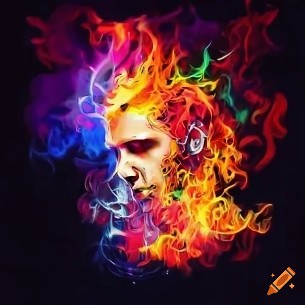 Dj playing at a fiery rave