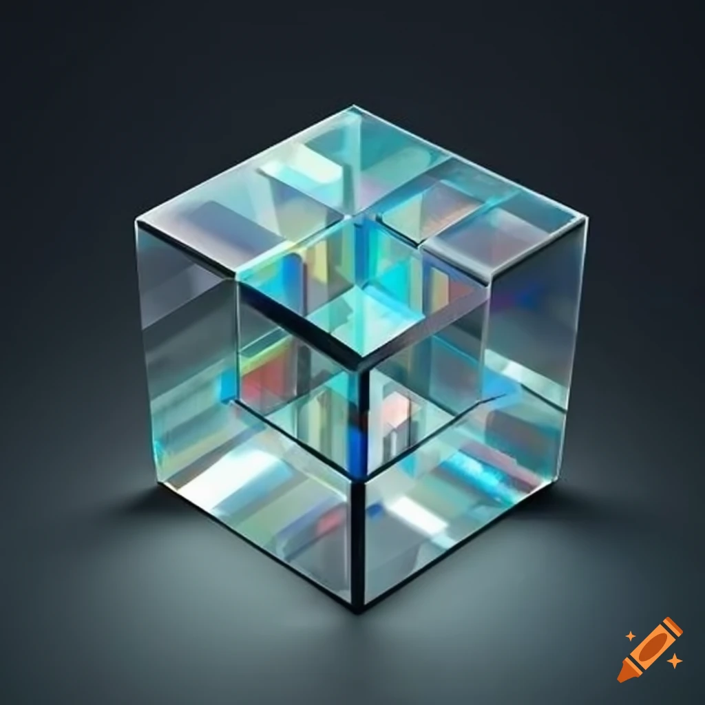 Prismatic transparent cube with a point inside
