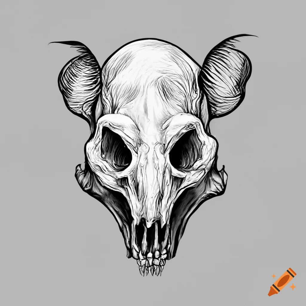 Rat skull line art on Craiyon